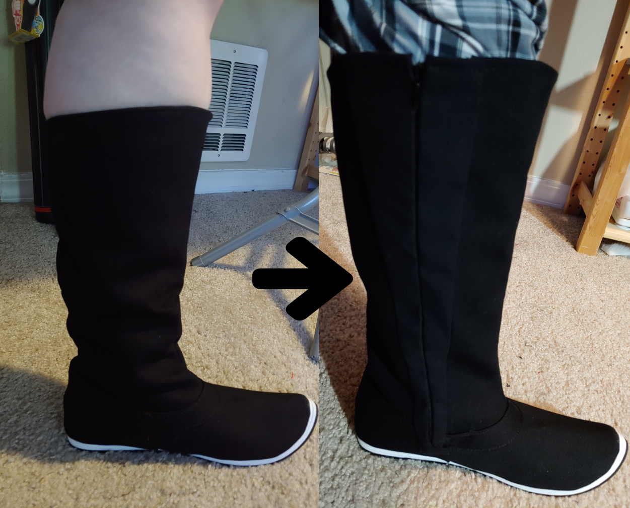 Adding extra space and zippers in boots – Leafnin Cosplay