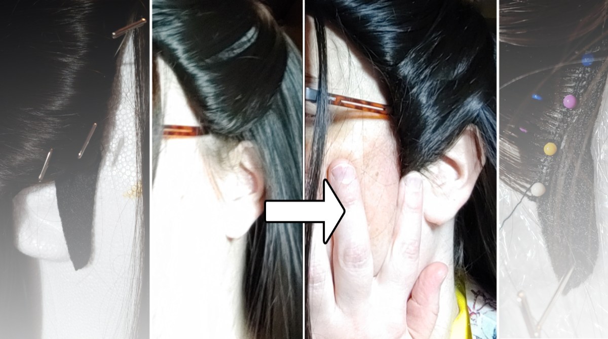 Adding sideburns into a pulled back wig – Leafnin Cosplay